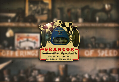 50s Grancor Decal Hot Rod Rat Race Flathead Speed Equipment v8 Intake ...