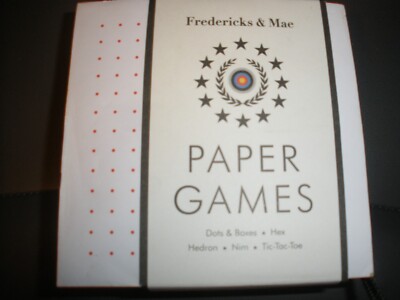 NEW Fredericks & Me Paper Games Set of 5 Dots, Hex, Hedron, Nim, Tic ...