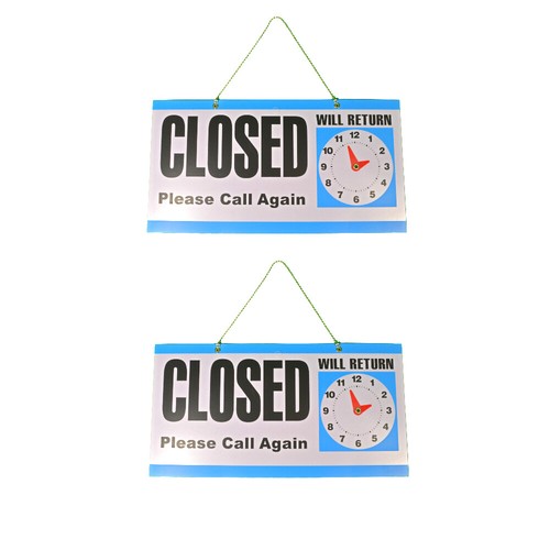 Lot of 2 Open Closed Store Sign With Will Be Back Clock | eBay