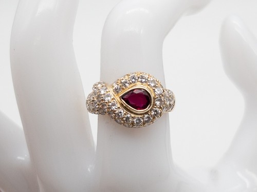 $8000 3ct Natural BURMA RUBY VS H Diamond 14k Yellow Gold INFINITY Ring ...