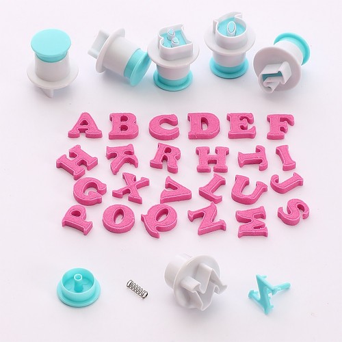 26Pcs Capital Alphabet Cutters Fondant Cake Biscuit Plunger Mold Cookie ...