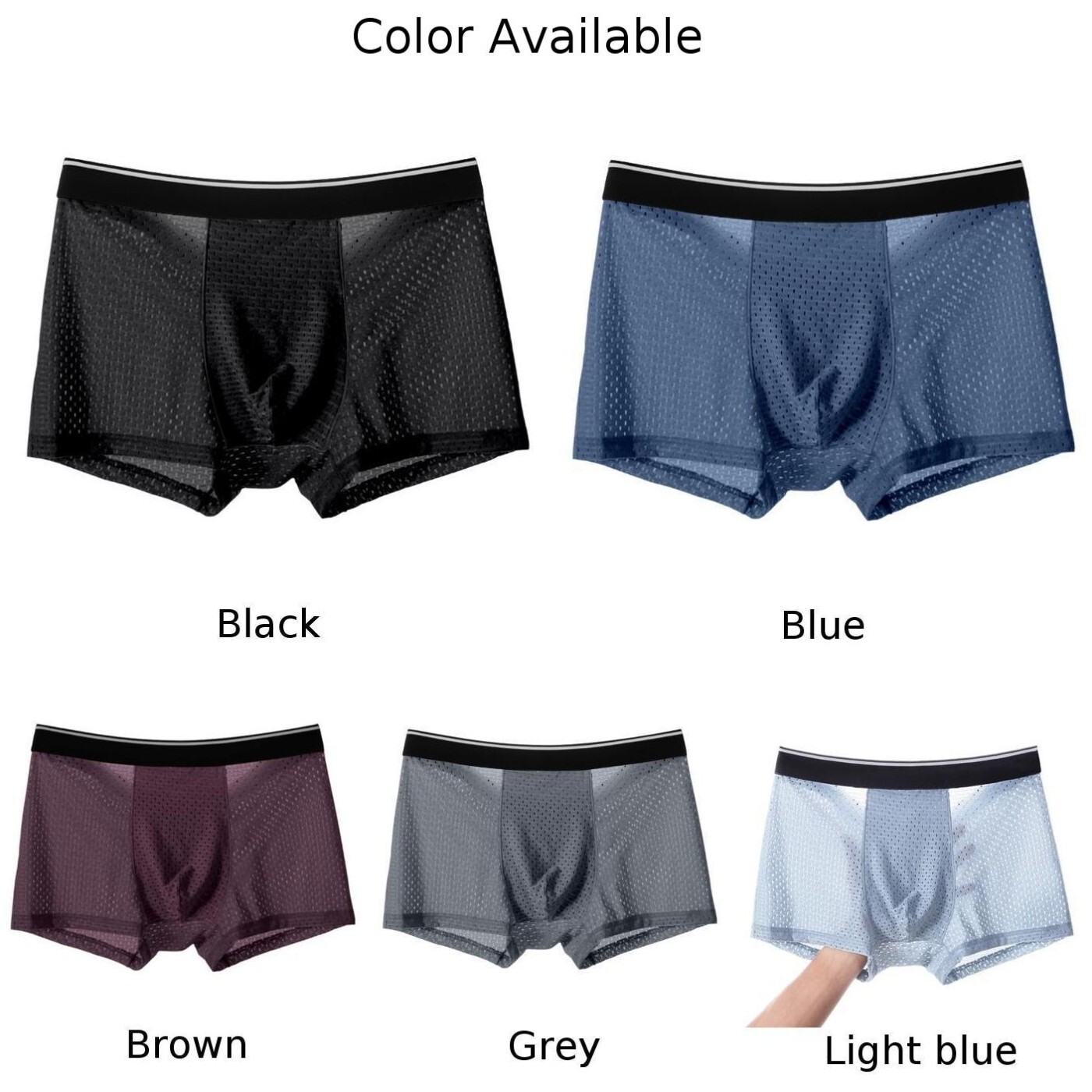 Soft and Smooth Ice Silk Mesh Men's Transparent Boxer Briefs Underwear ...
