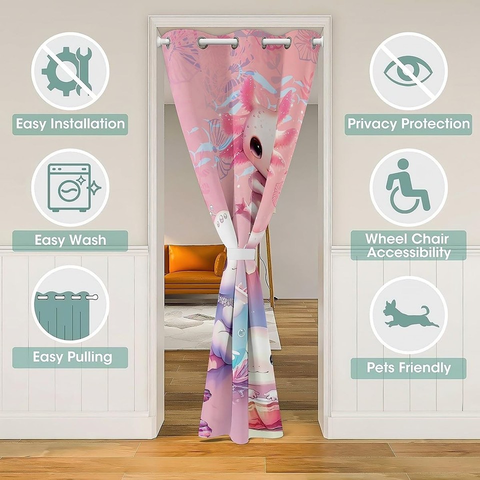 Axolotl Door Curtain for Doorway Privacy Cute Axolotl Door Cover ...