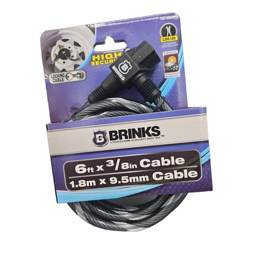 Brinks Heavy Duty Cable Lock 6ft X 3/8 Keyed Locking Bike Bicycle for ...