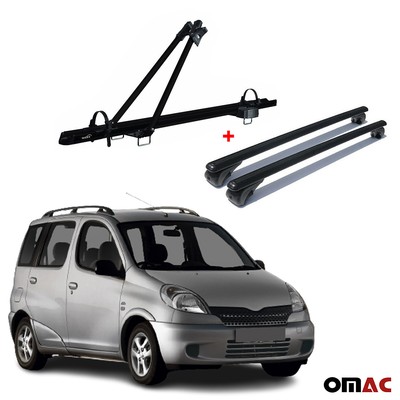 Roof Bike Carrier + Cross Bars Black Alu Set For Toyota Yaris Verso ...