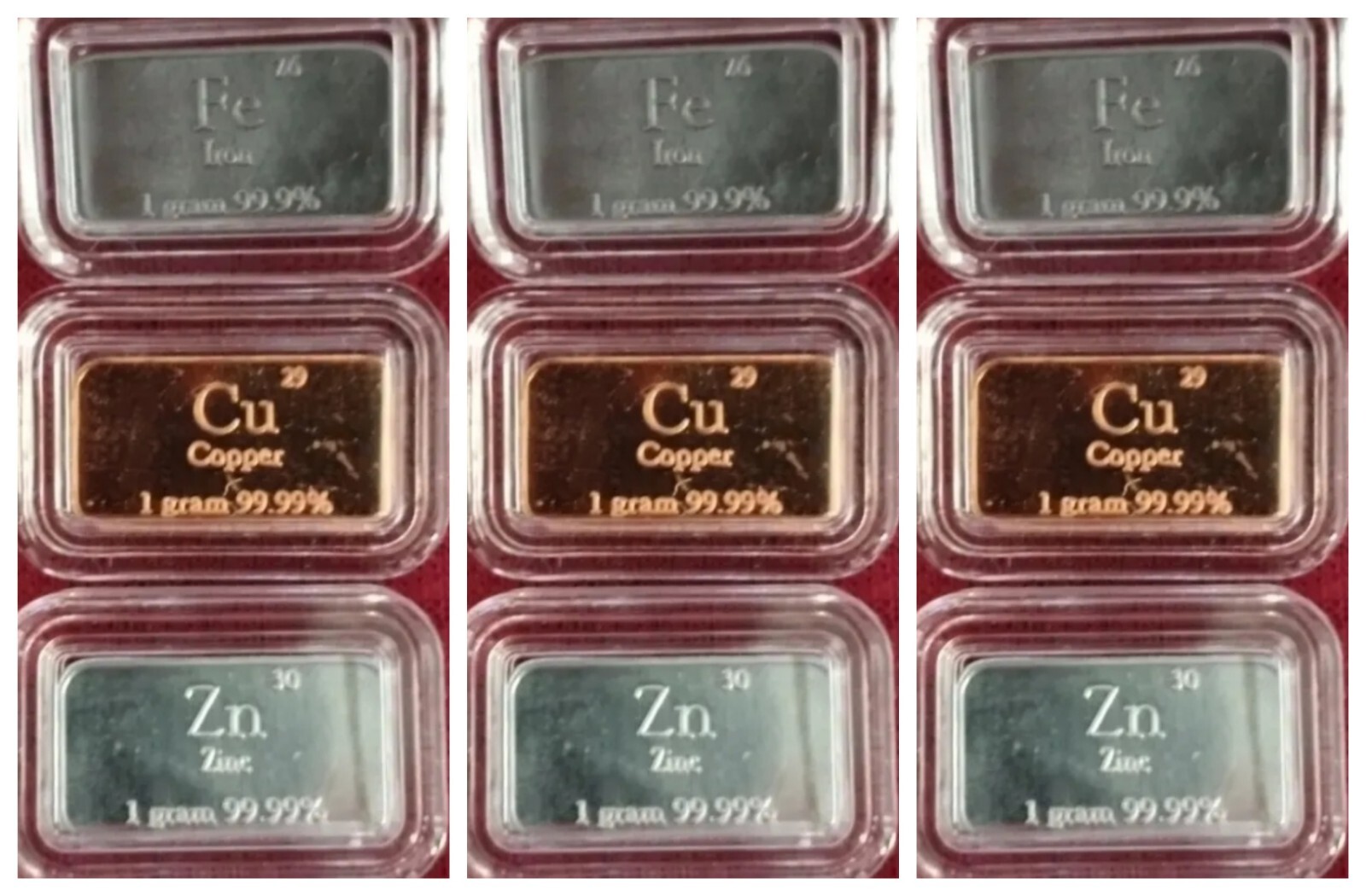 30 PCS 999+ Pure Element Bullion Set: 1 Gram Copper, 1 Gram Iron, Zinc ...