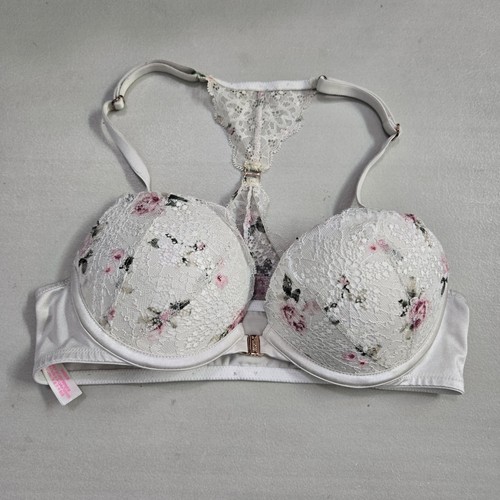 Victoria Secret PINK Women Bra 34B White Floral Date Push Up Front ...