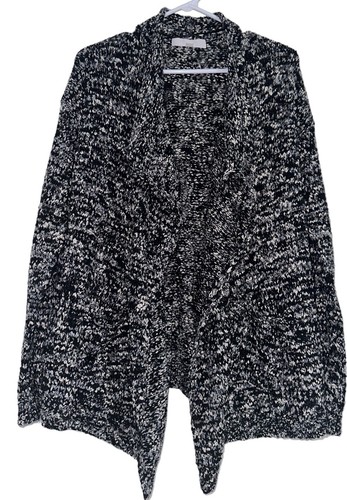 Adyson Parker Chunky Textured Knit Cardigan Sz M Black White Gray ...