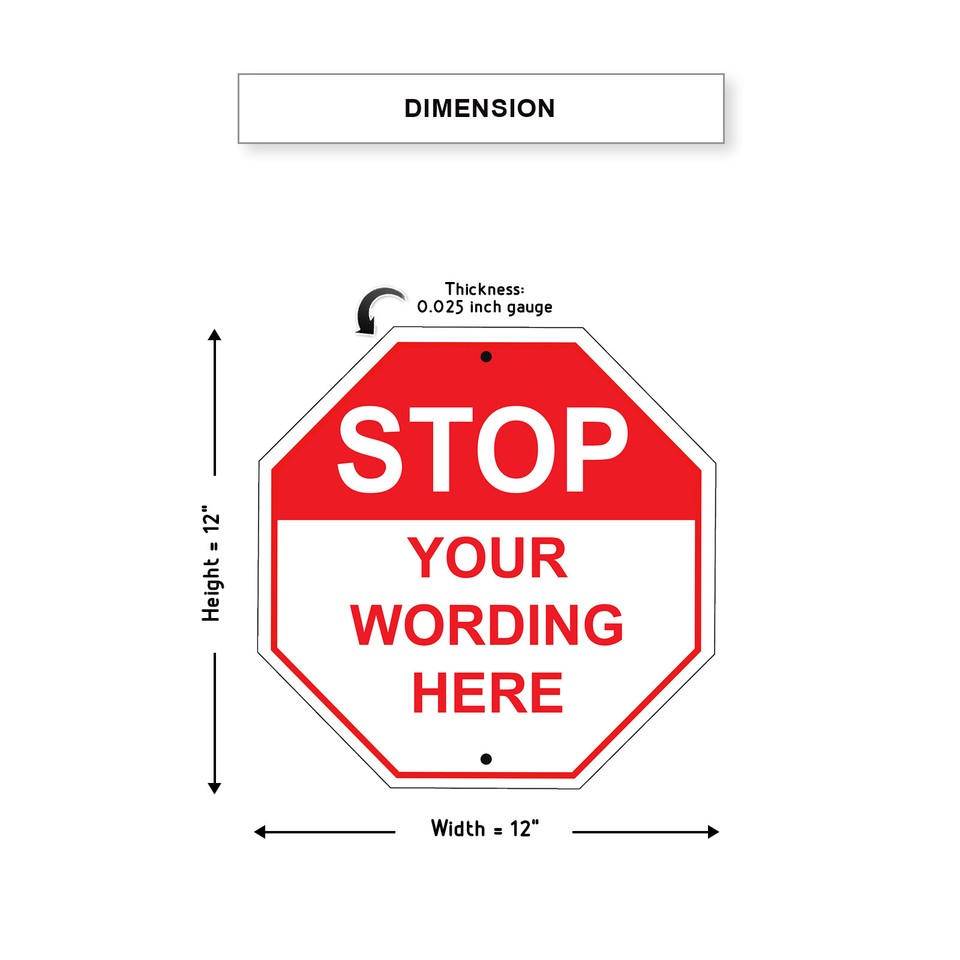 Stop Your Custom Wording Here Personalized Text Aluminum 12x12 Metal ...
