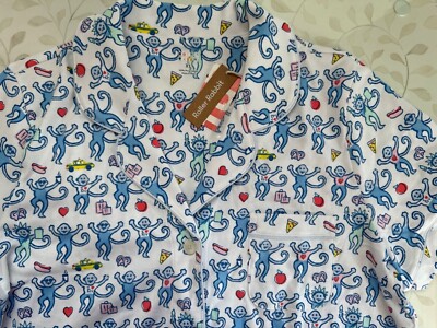 NWT Roller Rabbit NYC New York City Blue Monkey Polo Pajama Set PJ LIM ...