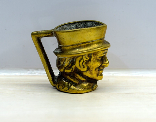 Vintage Small Brass Toby Jug 5.5cm Approx Signed John Peel (tooth pick ...
