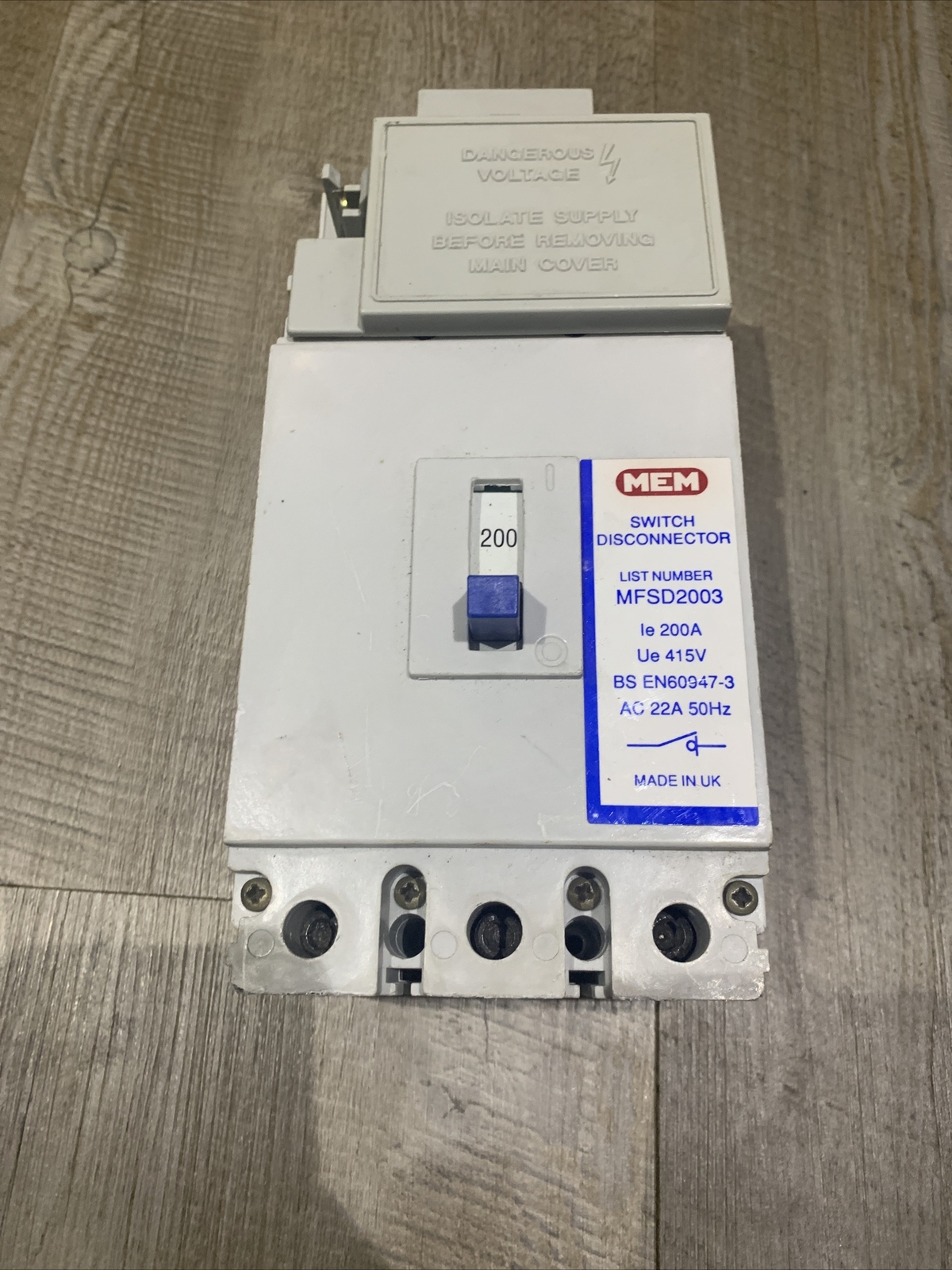 MEM Main Switch 200 Amp Triple Pole 200aswitch Disconnector Memshield 2 ...