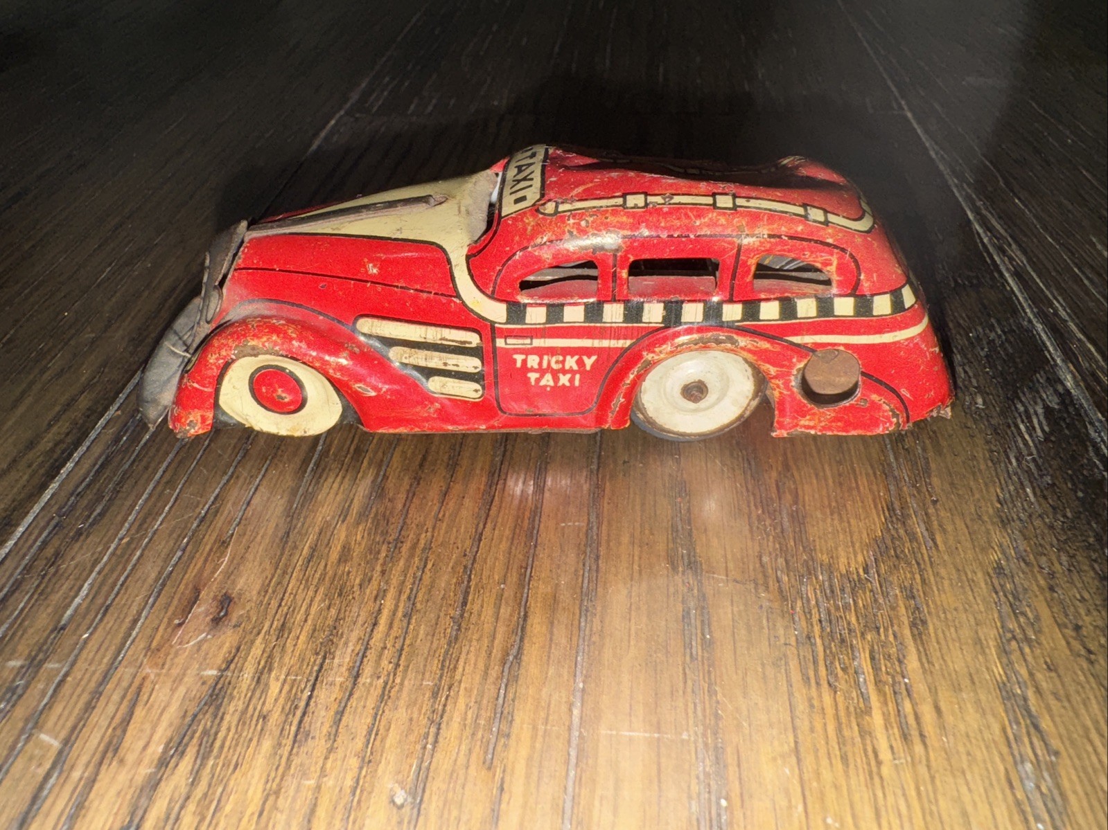 Vintage MARX Wind Up Tin Litho Toy Tricky Taxi Cab Car Red 1930s ...