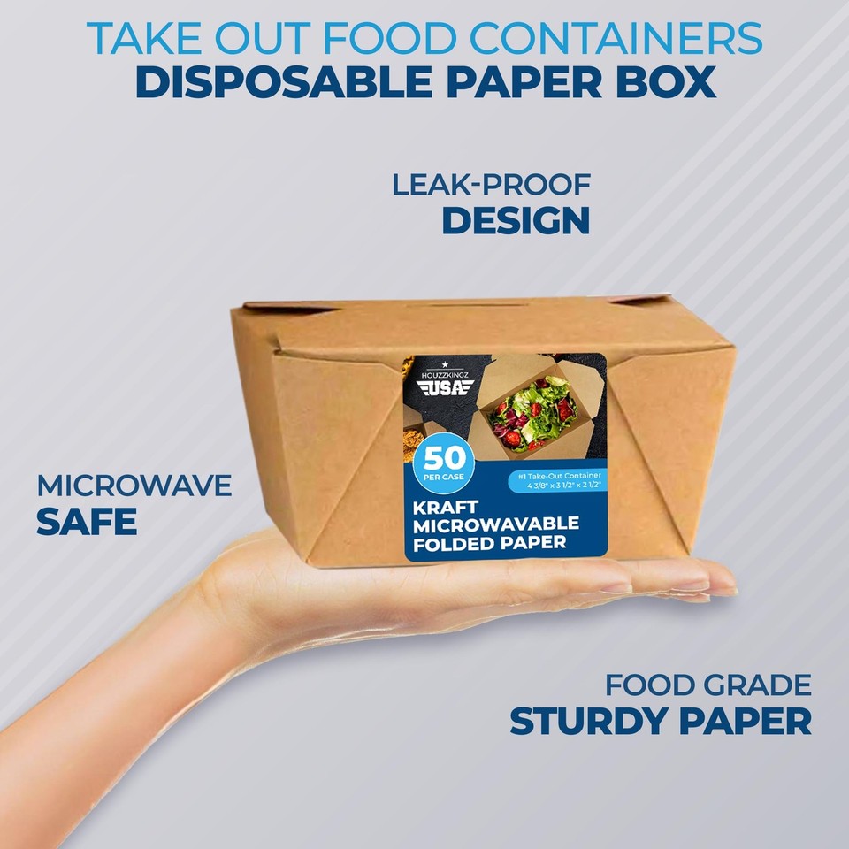 Paper To Go Boxes for Food [50 Pack - 30 Oz], Cardboard Take Out Food ...