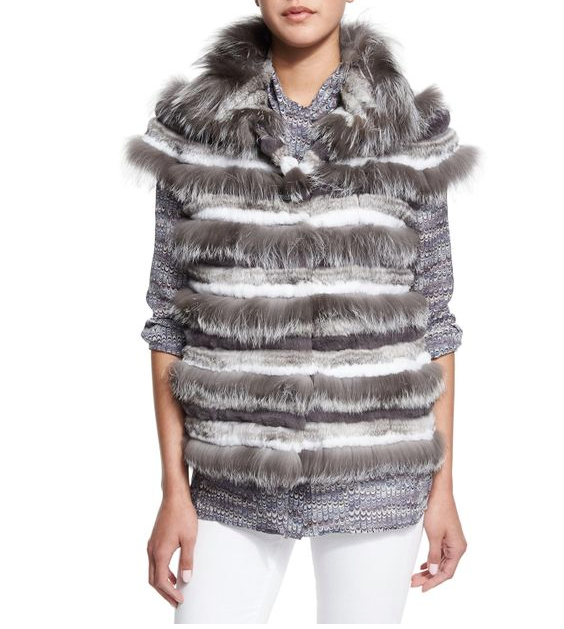 $1695 NEW TORY BURCH RABBIT FOX FUR VEST JACKET FALL WINTER XS! | eBay