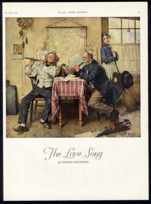 NORMAN ROCKWELL Love Song 1926 Magazine Illustration FLUTE Clarinet Men ...