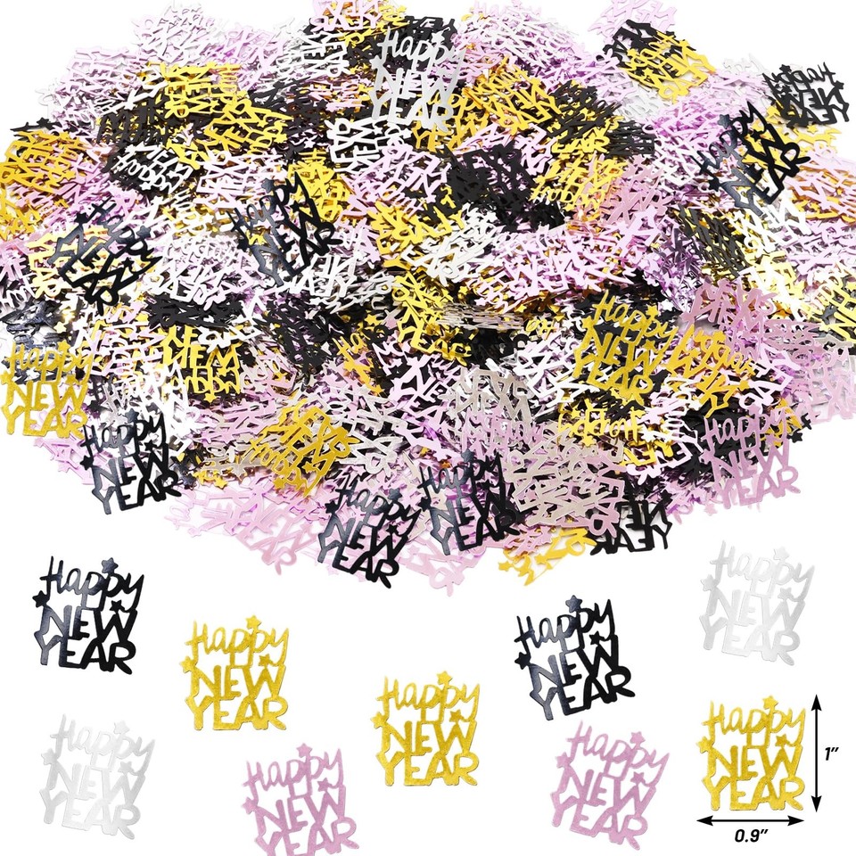 New Year Confetti 2025 Happy New Year Decorations Glitter Metallic ...