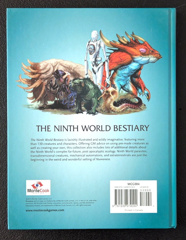 MONTE COOK GAMES ~ NUMENERA RPG ~ THE NINTH WORLD BESTIARY ~ 2014 NEW ...