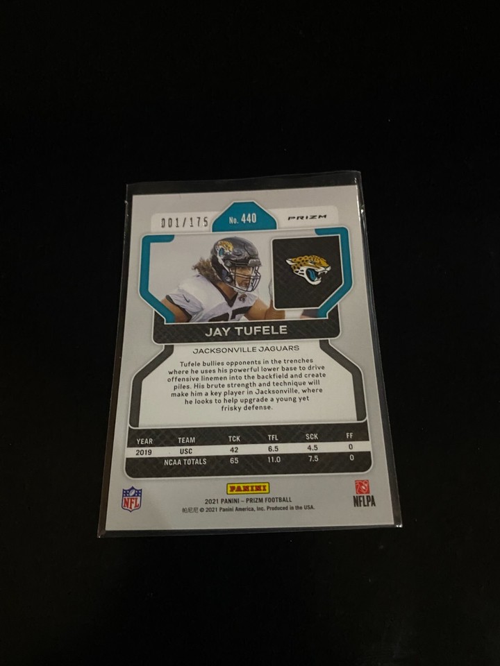 Jay Tufele 2021 Panini Prizm Hyper Prizm /175 RC Jaguars 440 PWE | eBay