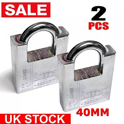 2X HEAVY DUTY PADLOCK ARMOURED SECURITY LOCK OUTDOOR SHED WAREHOUSE 4 ...