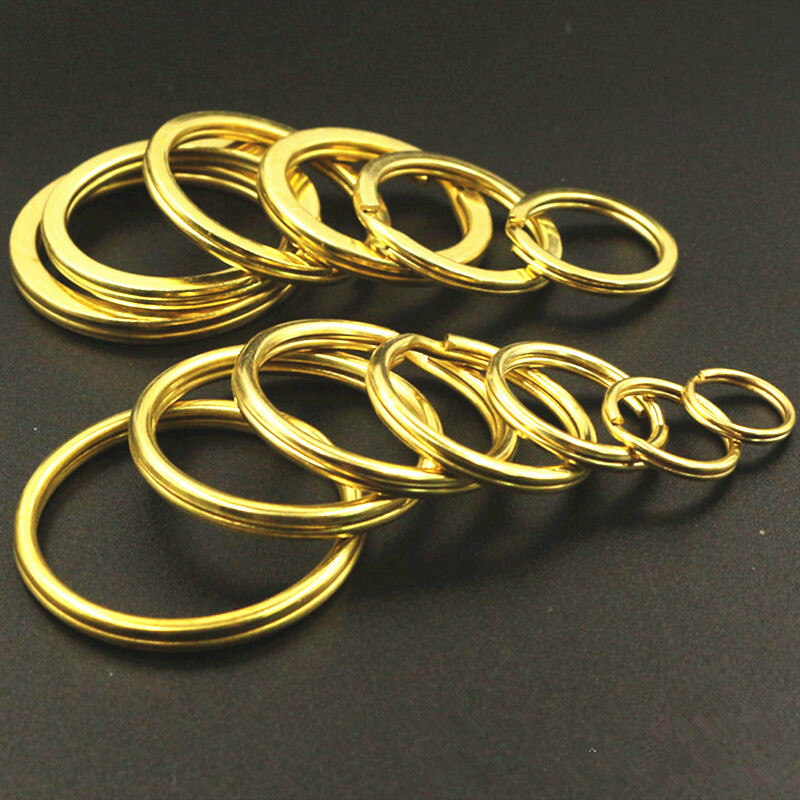 Solid Brass Split Rings Key Ring 15mm-35mm Hoop Loop Leather Holder DIY ...