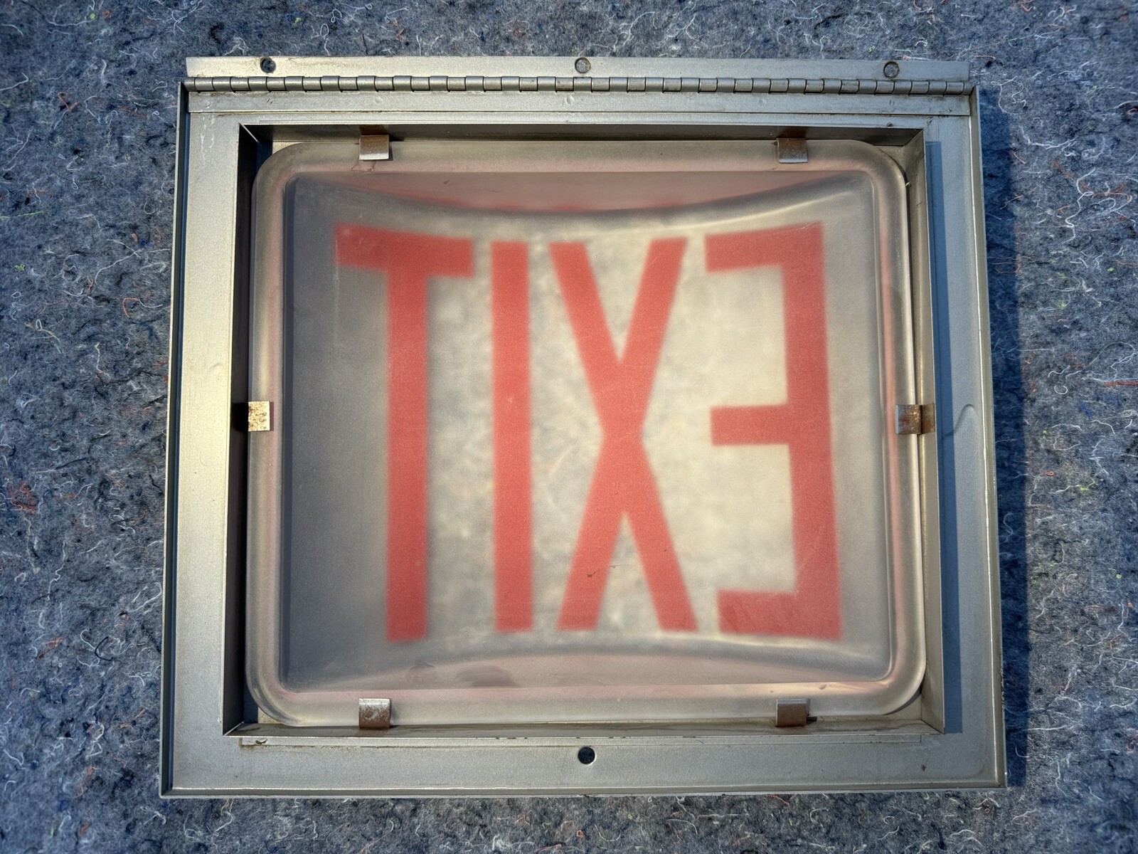 Vintage Original Curved Frosted Glass Exit Sign In Original Frame | eBay