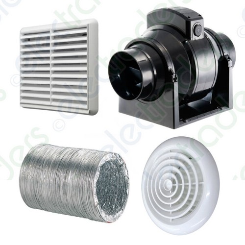Manrose MF100T In-Line Extractor Fan with Timer 100mm/4" Grille / Duct ...
