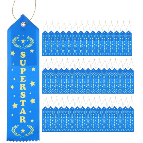 80 Pcs Award Ribbons, 8x2" SUPER STAR Participation Ribbons Blue ...