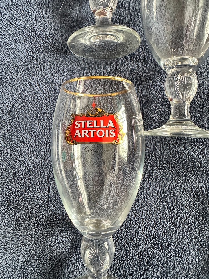 Stella Artois 40CL Gold Rimmed Beer Glasses Chalices SET OF 5 | eBay