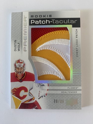 2023-24 Upper Deck Dustin Wolf Premier Rookie Patch-Tacular /25 Chest ...