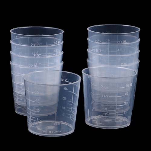 10Pcs 60ML Laboratory Plastic Graduated Measuring Cup Clear Scale S-sl ...