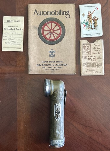 VTG LOT BOY SCOUTS OF AMERICA FLASHLIGHT, MERIT BADGE BOOK ...