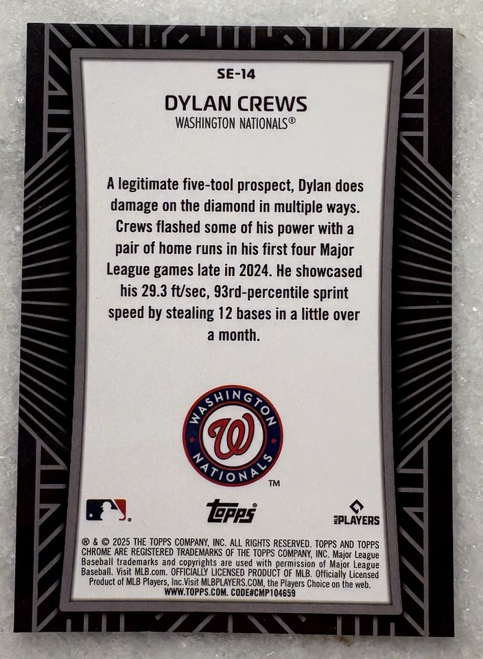 2025 Topps Chrome Dylan Crews Black Shadow Etch CASE HIT!!🚨🚨 Nationals ...