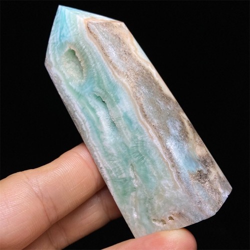 104g Natural Sky Blue Hemimorphite Quartz Crystal Healing Point Wand ...