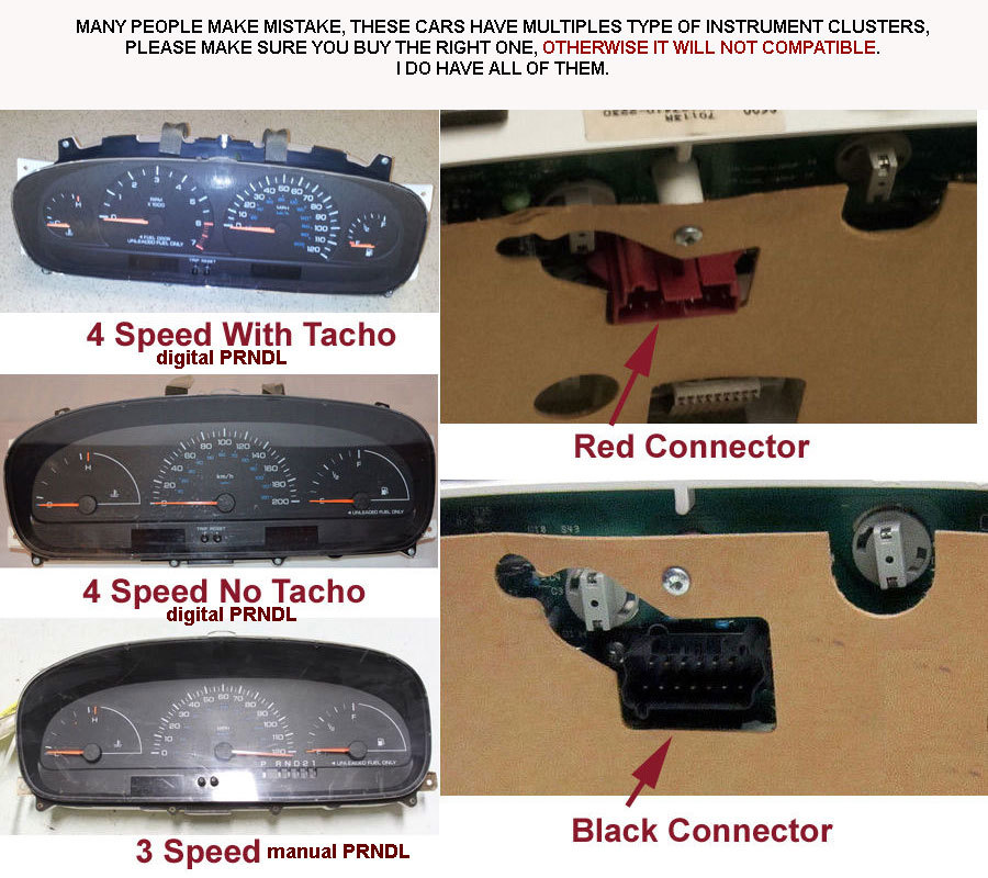97 98 99 00 Dodge Caravan Instrument Cluster 4Spd NoTacho RED Plug ...
