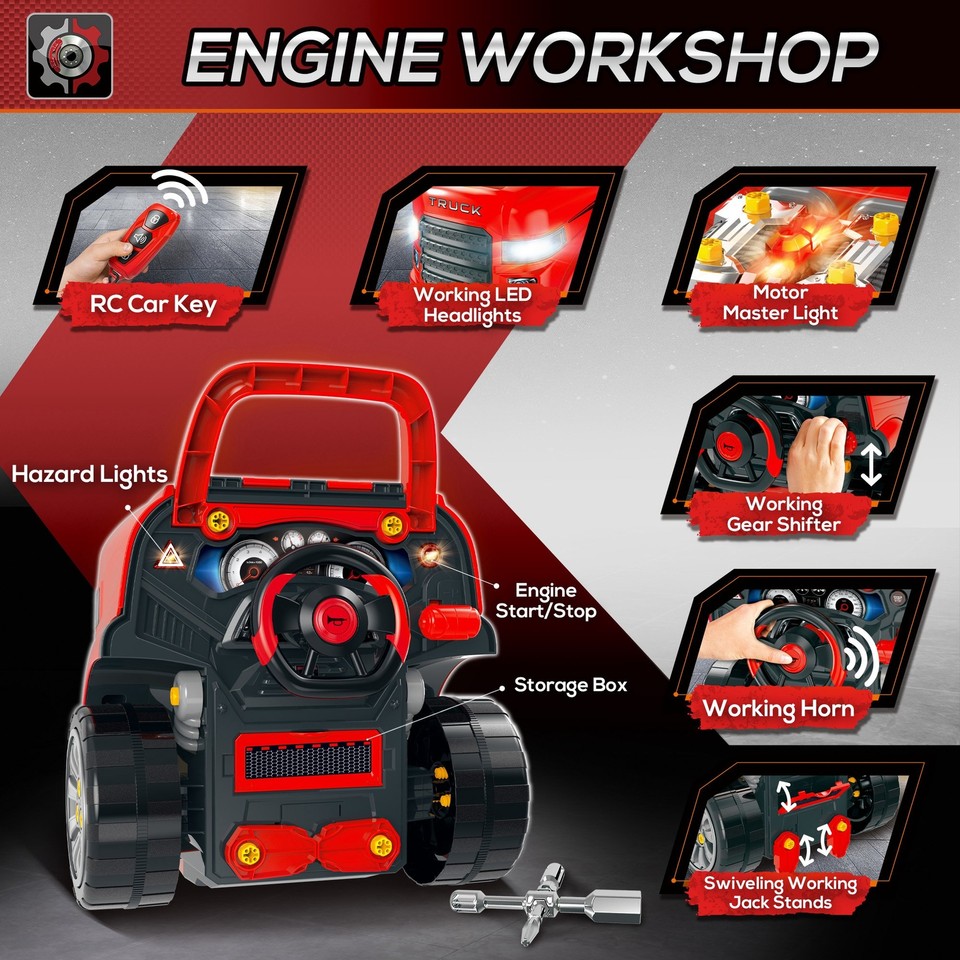 Kids Truck Engine Toy Set, Educational Car Play Maintenance, for 3-5 ...