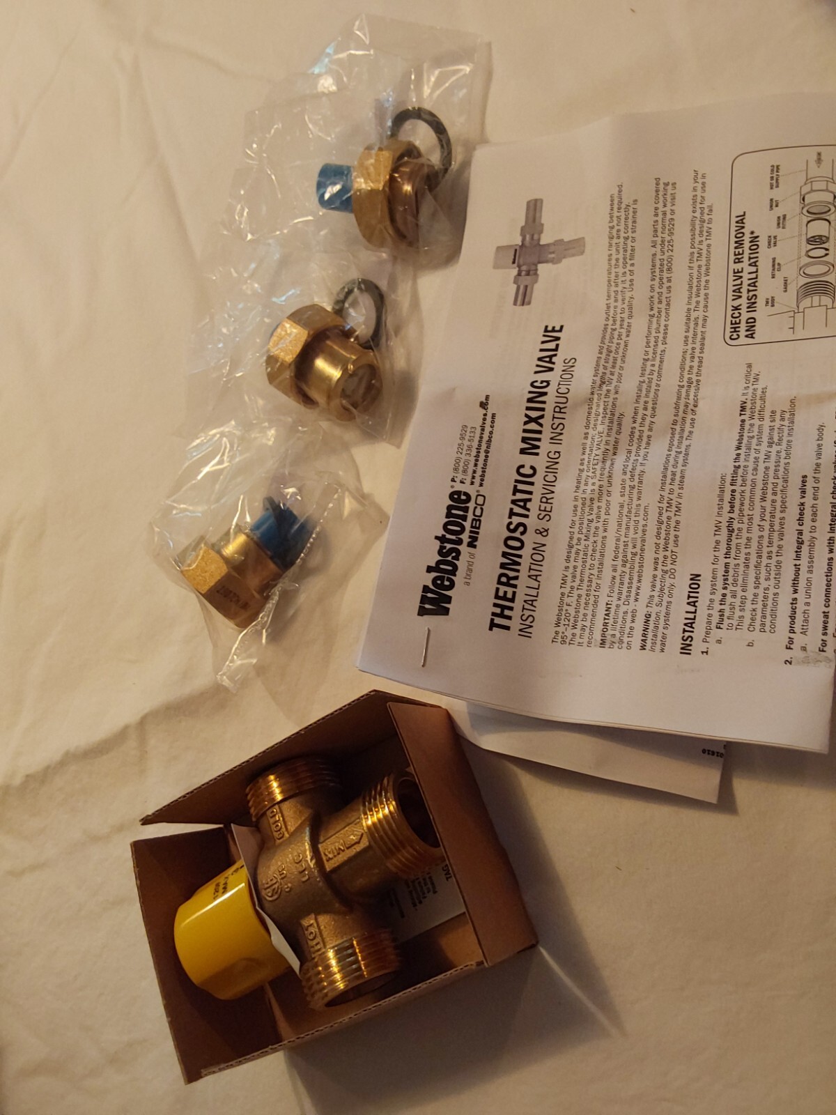Webstone H-73202W-CE 1/2" Thurmostatic Mixing Valve w/integral check ...