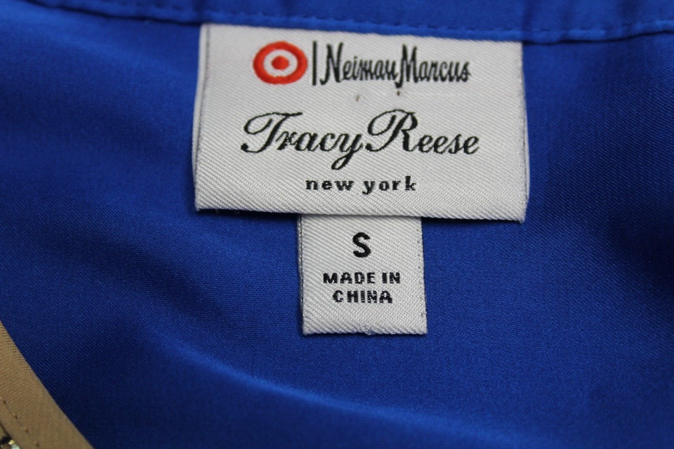 Neiman Marcus Tracy Reese blue sparkle lined s/s scoop neck pullover ...