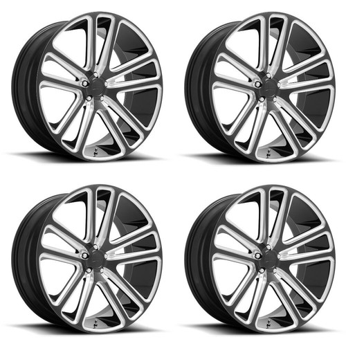 Set 4 DUB S255 Flex 24x10 6x135 Gloss Black Milled Wheels 24" 30mm Rims ...