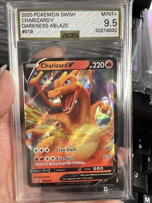2020 POKEMON SWSH #019 CHARIZARD V DARKNESS ABLAZE HP 220 GRADED MINT ...