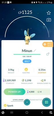 Pokémon Minun ( Caught In 2017 ) GO | eBay