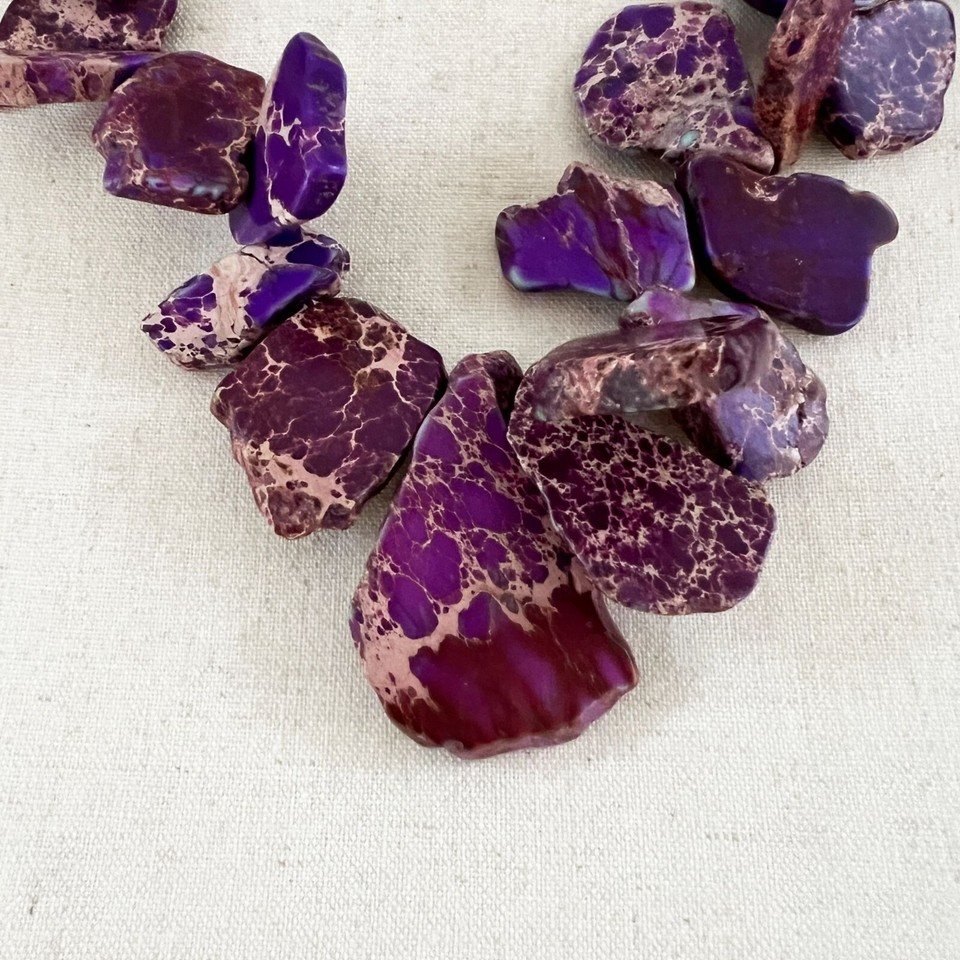 Chunky Statement Graduated Purple Sea Sediment Jasper Slab Beaded 20 ...