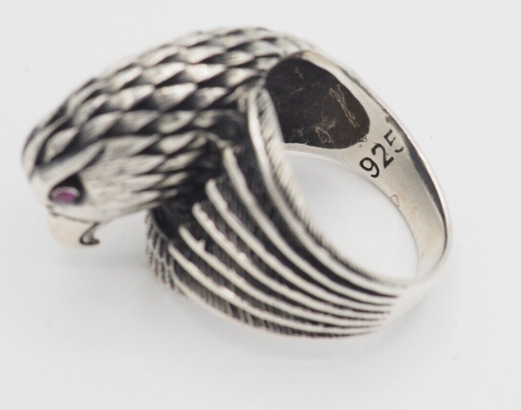 VTG Sterling Silver Hawk Vulture bird Bikers Men sculptured 3D ring ...