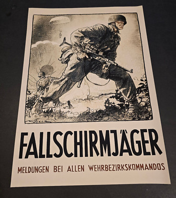 LUFTWAFFE PARATROOPER FALLSCHIRMJAGER German Military Poster Print WW2 ...
