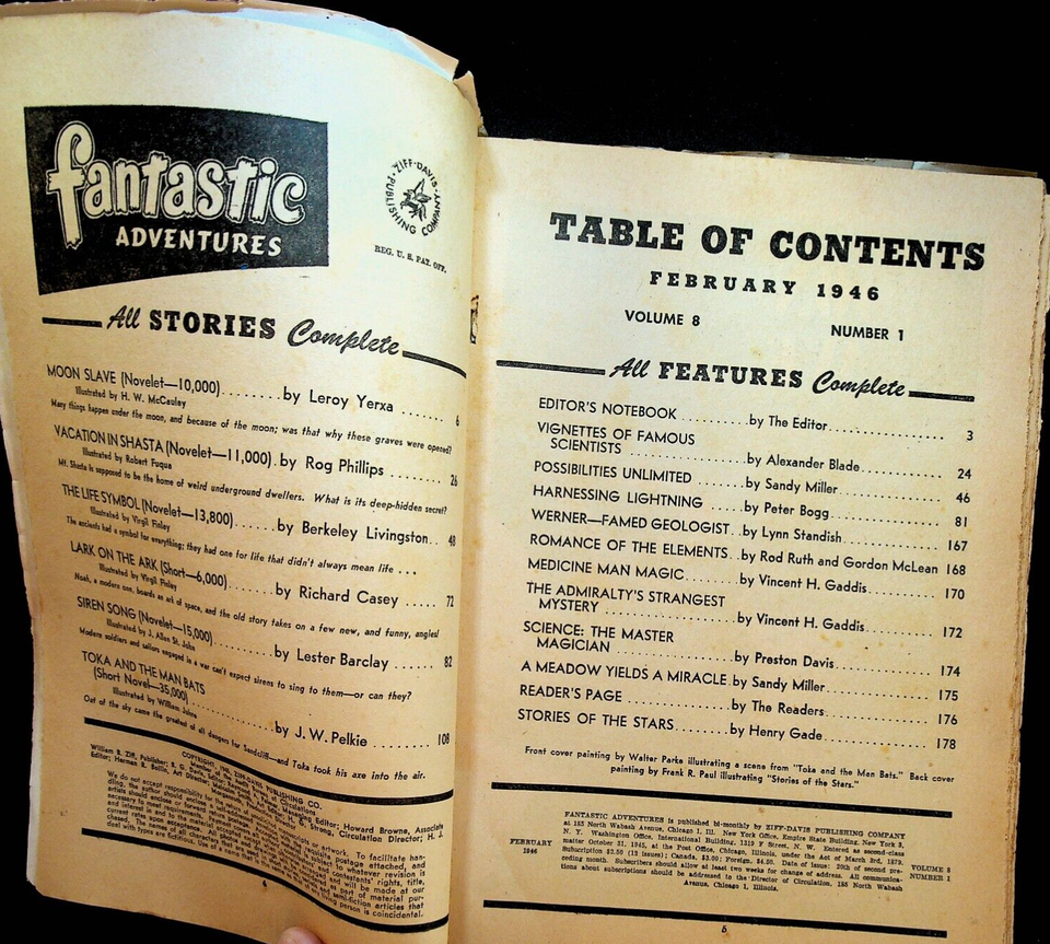 Fantastic Adventures Pulp February 1946 Rog Phillips JW Pelkie Lester ...