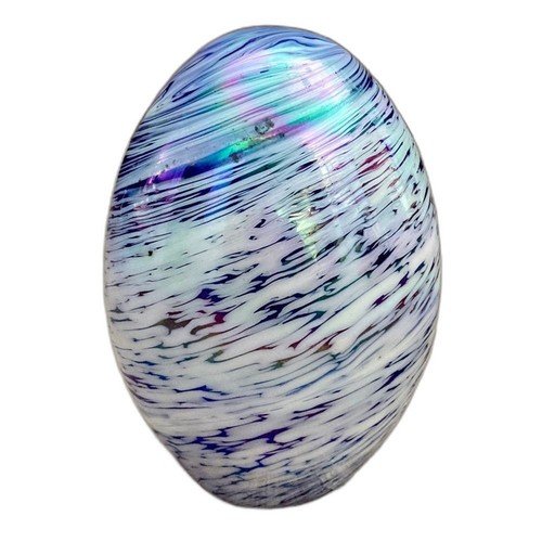 Balos Glass Egg Paperweight Swirled Iridescent | eBay