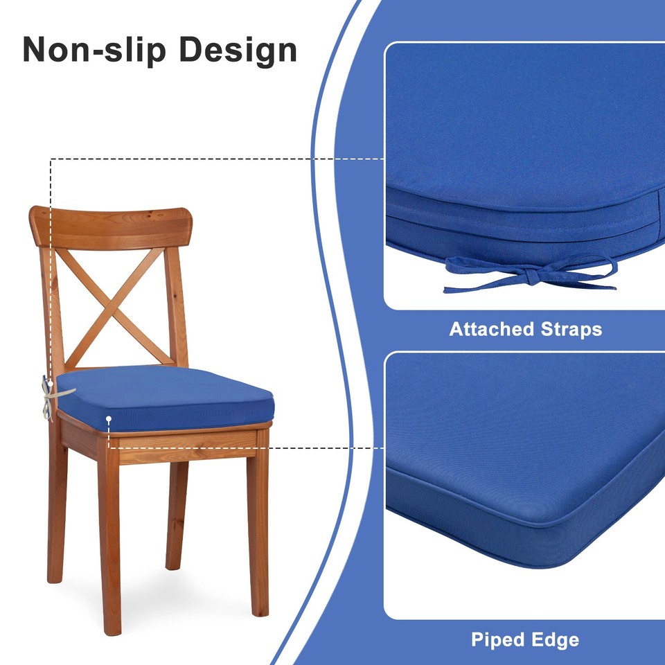 Outdoor U-Shape Chair Cushion Seat Pad with Ties for Patio Dining Chair ...