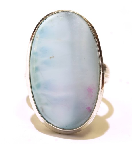 925 sterling silver Large 27x15mm oval bezel set Larimar Blue gemstone ...