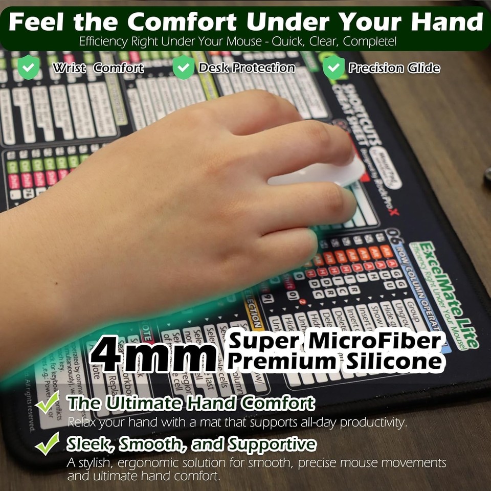 Excel Cheat Sheet Desk Pad | Shortcuts Mousepad for Excel | PC Office ...