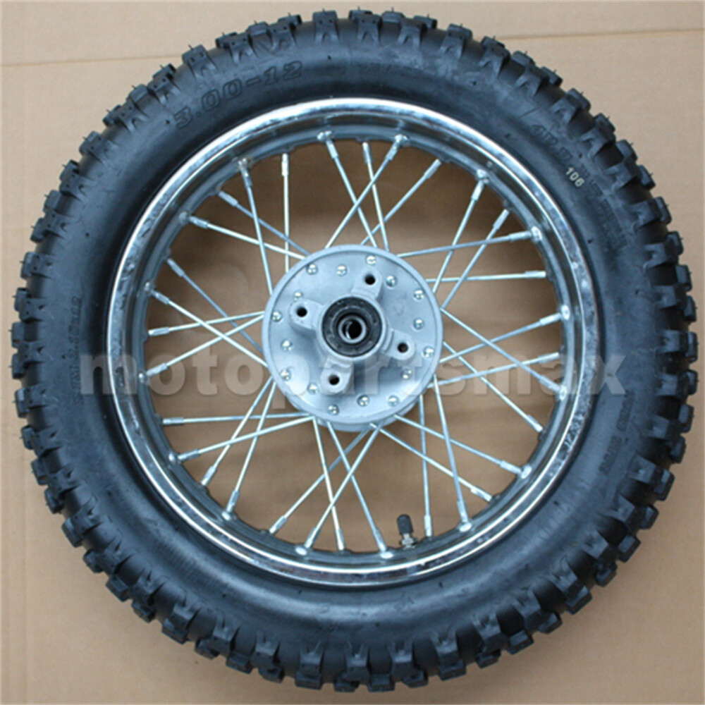 12" Rear Wheel Assembly 3.0-12 Wheel 12mm Axle Iron White Rim for Dirt ...